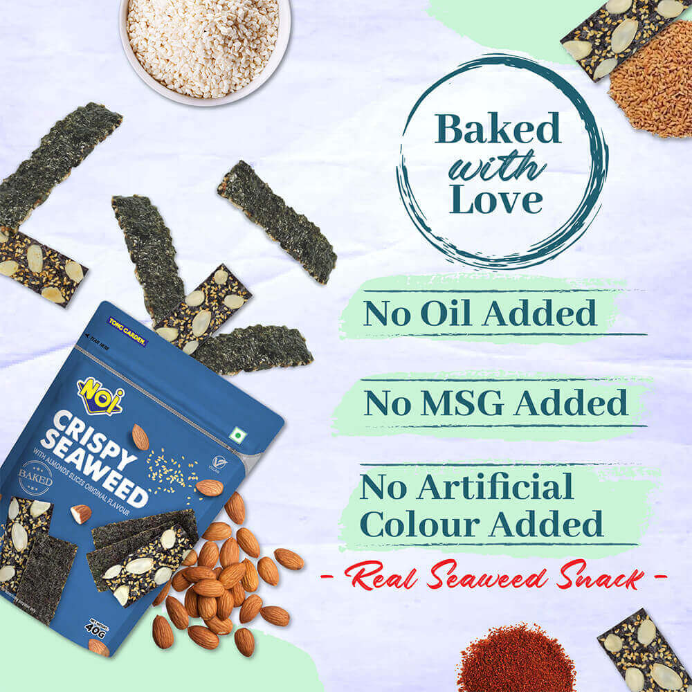 Baked Crispy Seaweed with Hot & Spicy Almond Slices